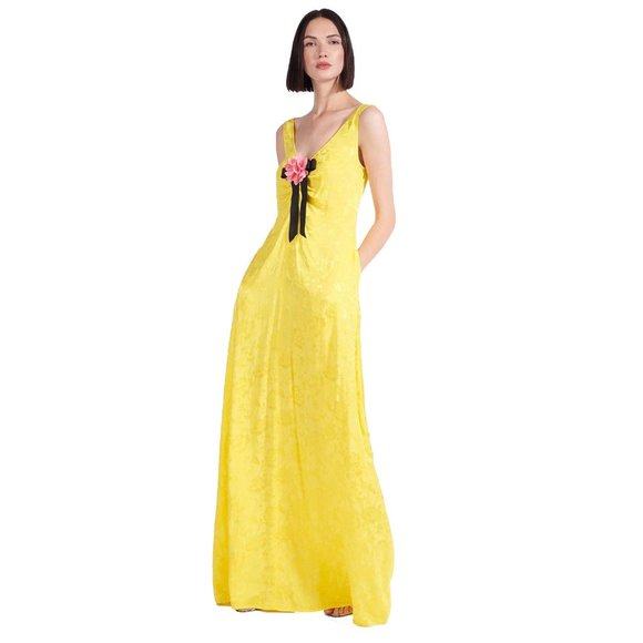 STAUD | Dresses | Staud Nwt Bright Yellow Floral Jacquard Maxi Dress ...
